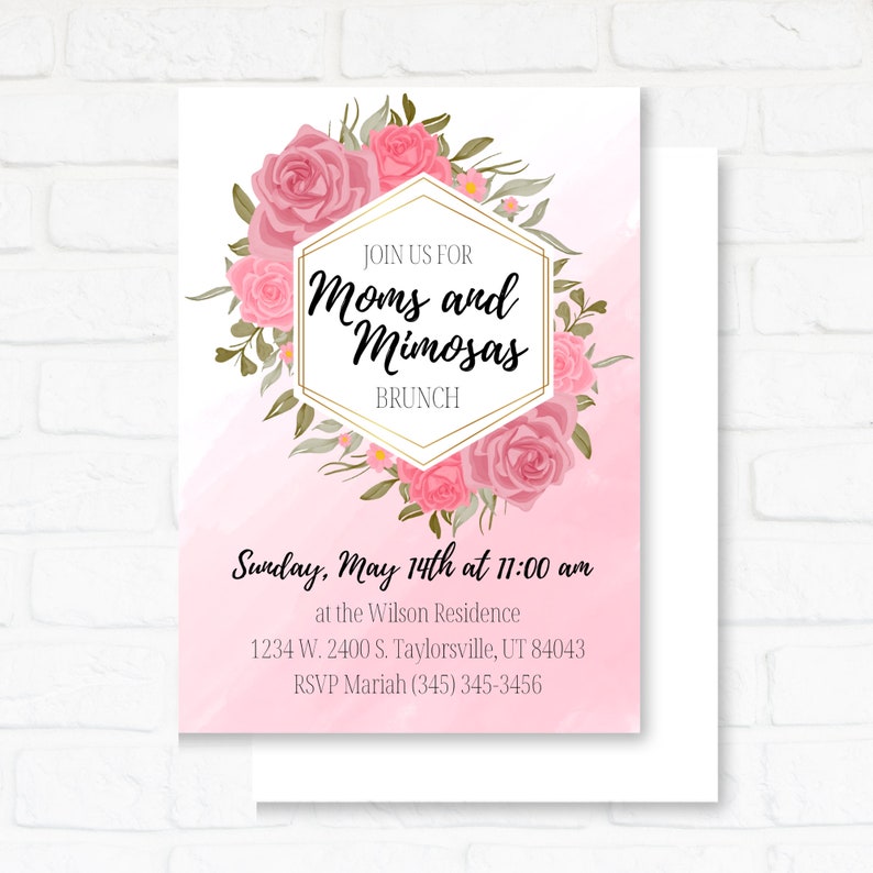 Elegant Floral Moms and Mimosas Brunch Invitation - Impress Your Mom ...