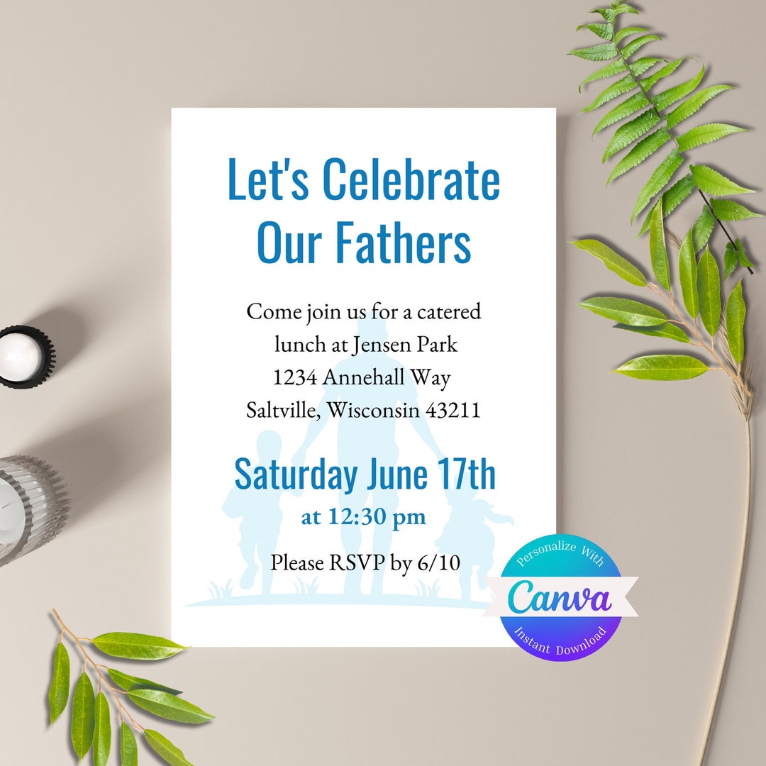 Editable Father's Day Party Invitation Customizable Classic Invite ...