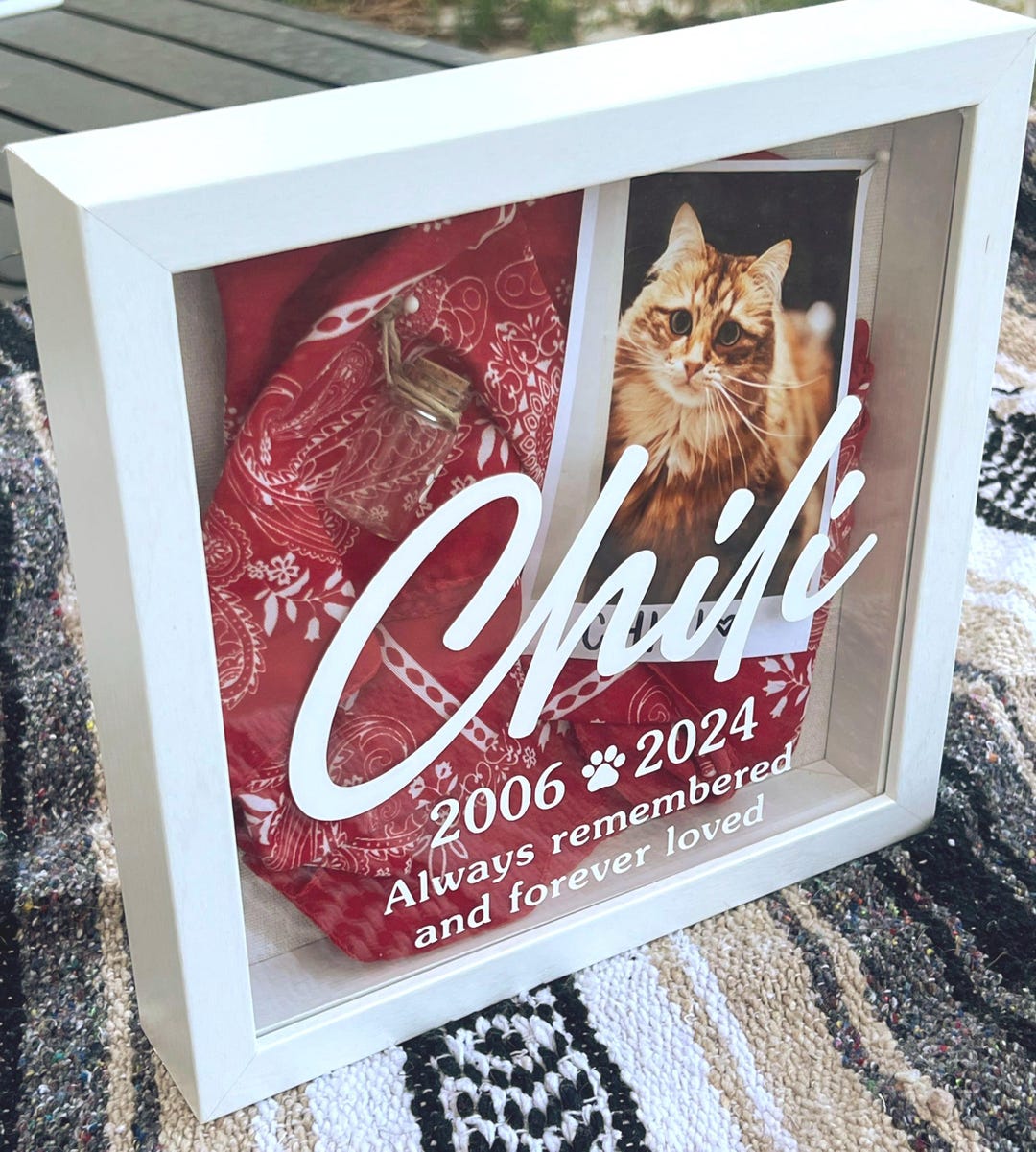 Cat Memorial Shadowbox Custom Pet Memory Box Kitty Personalized Frame ...