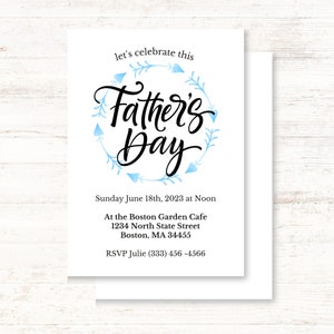 Editable Father's Day Invitation Party With Script Text for a Unique ...