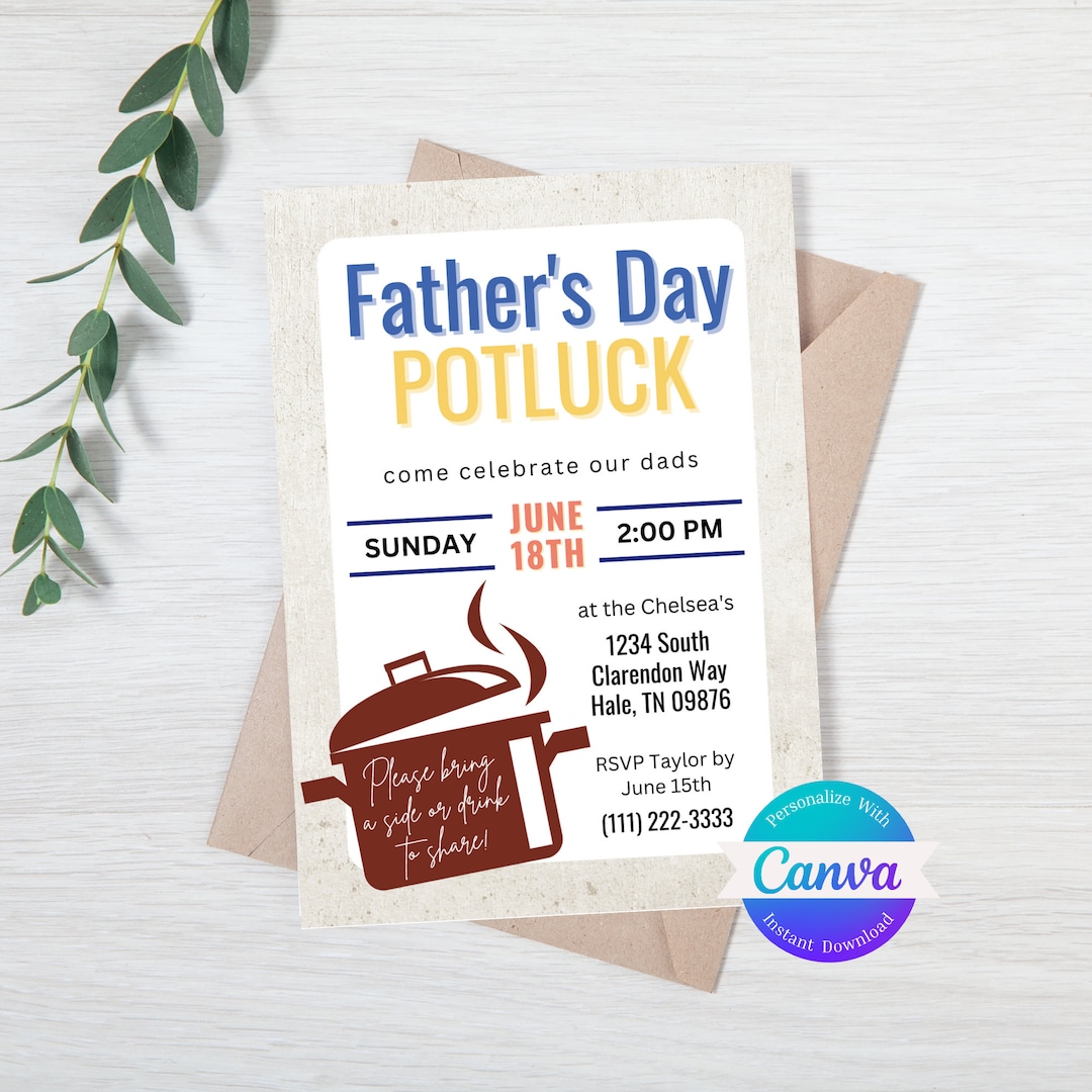 Personalized Father's Day Potluck Invitation, Celebrate With the Best ...