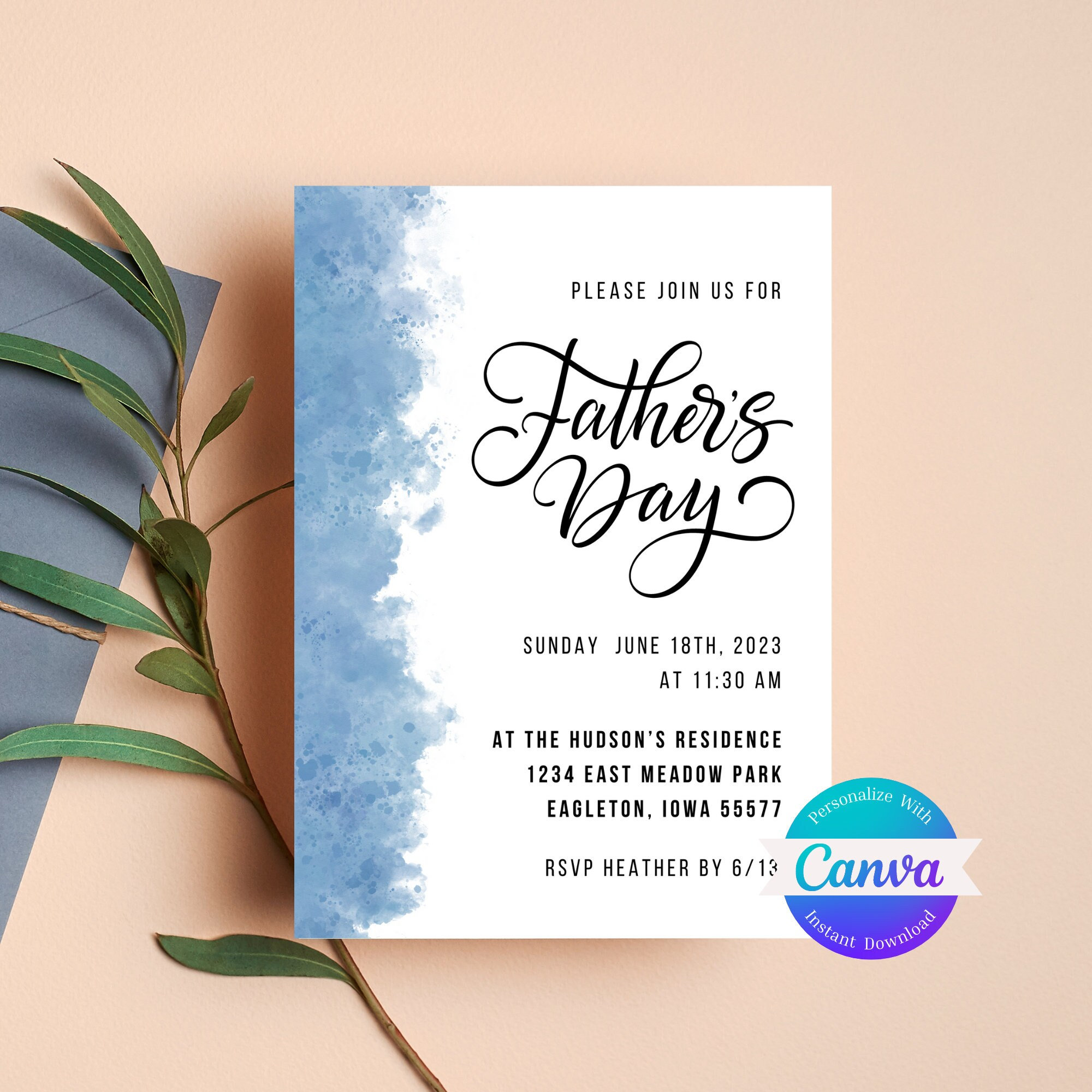 Personalized Father's Day Party Invitation: Editable Canva Template ...