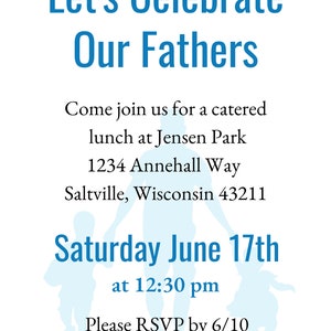 Editable Father's Day Party Invitation Customizable Classic Invite ...