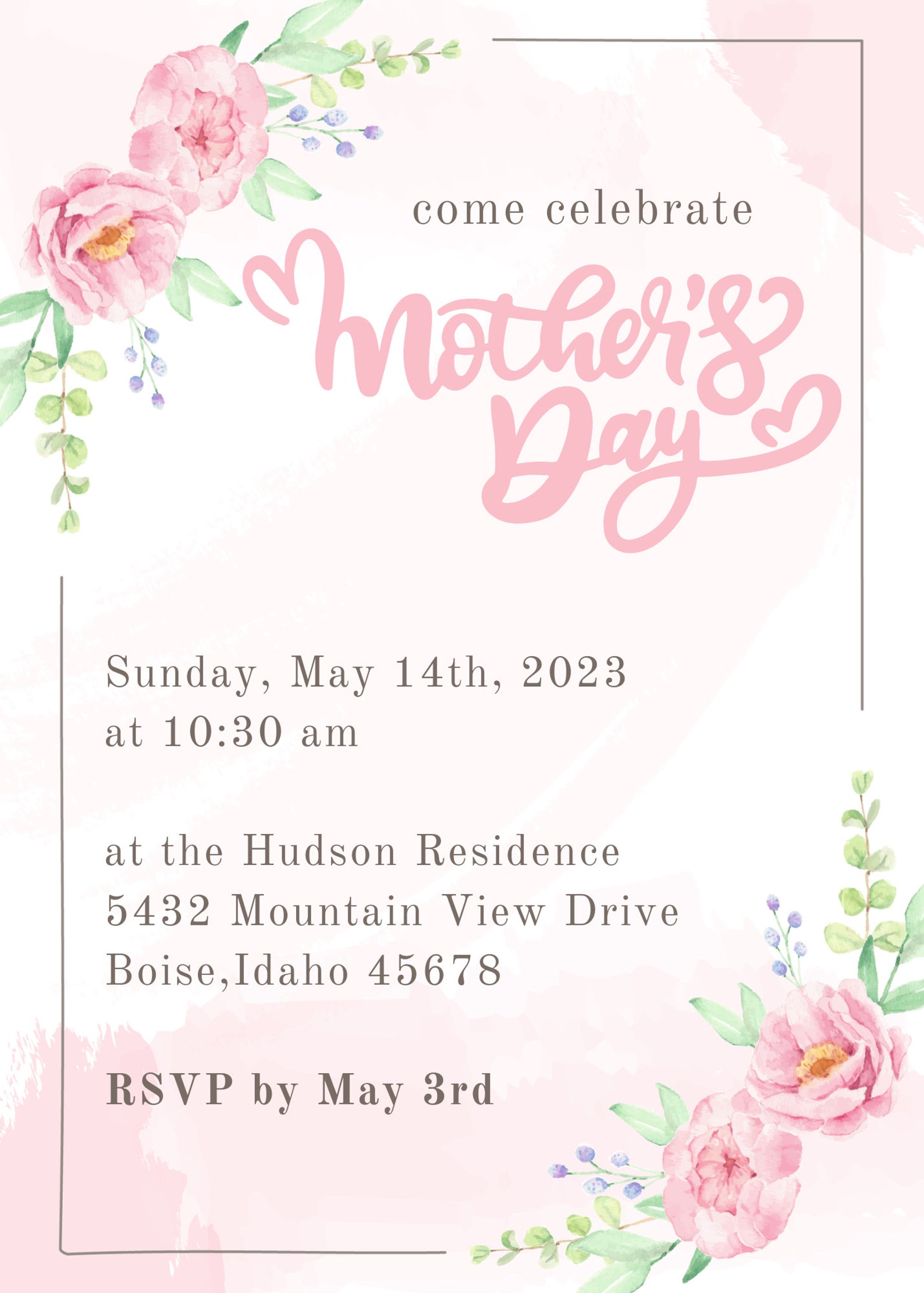 Editable Mother's Day Invitation, Mother's Day Brunch Invitation ...