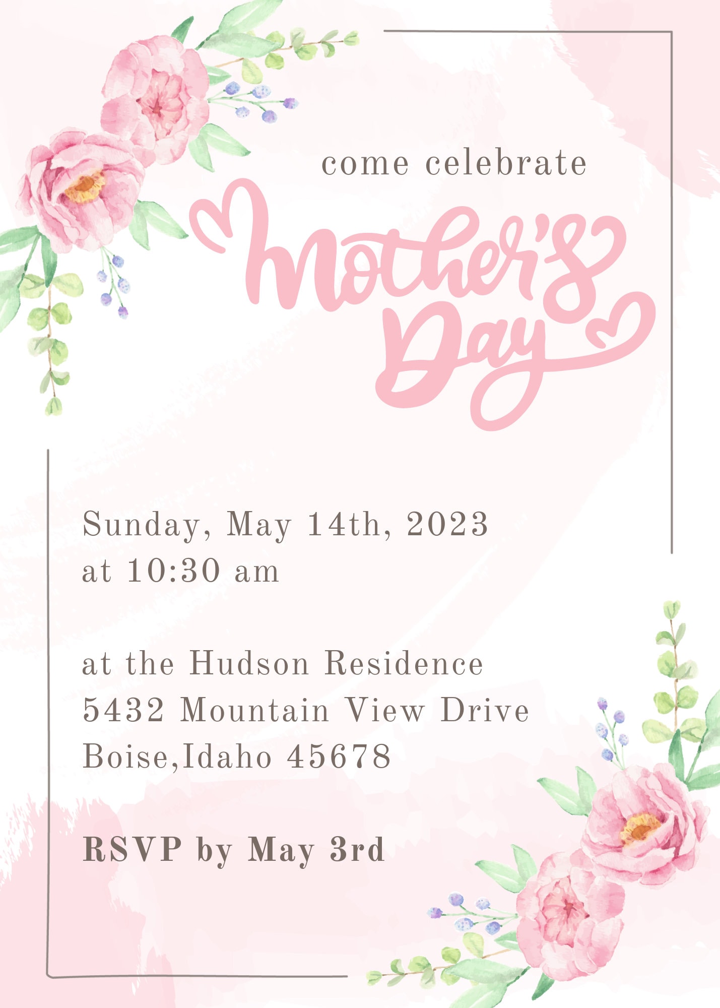 Editable Mother's Day Invitation, Mother's Day Brunch Invitation ...