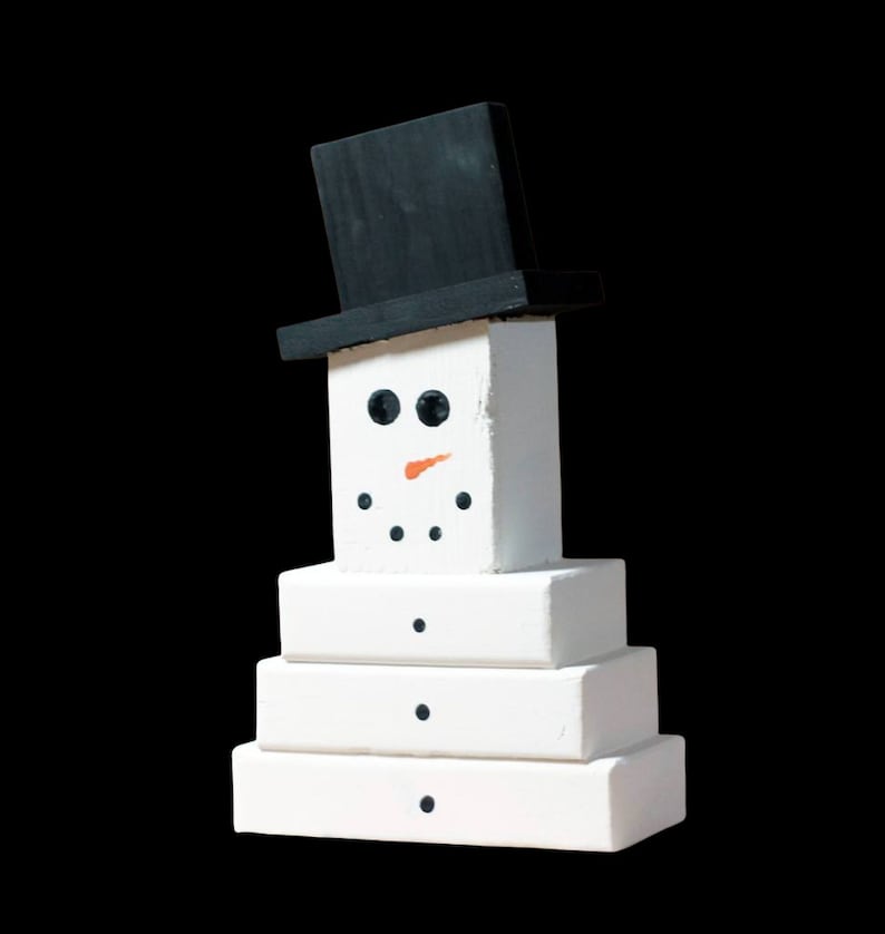 Wooden Block Snowman Christmas Snowman Hand Painted Snowman - Etsy
