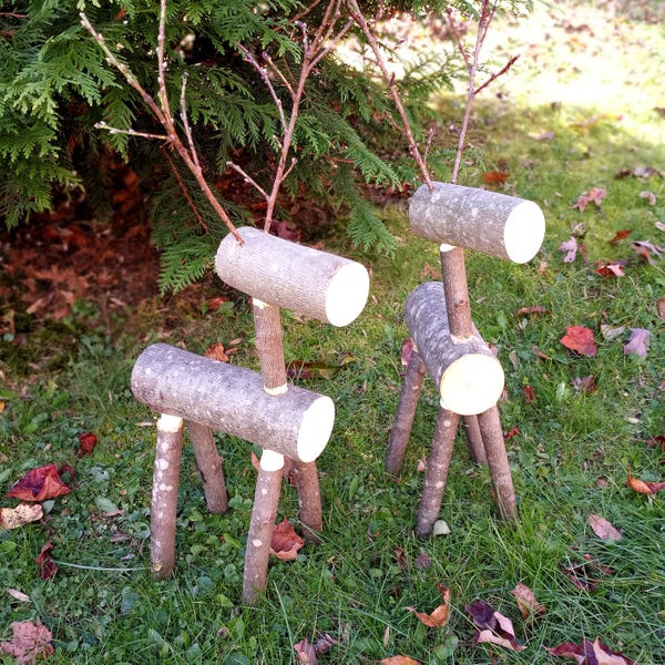 Log Reindeer - Etsy