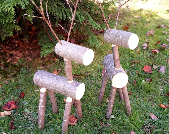Hand Made Wooden Log Reindeer - Etsy