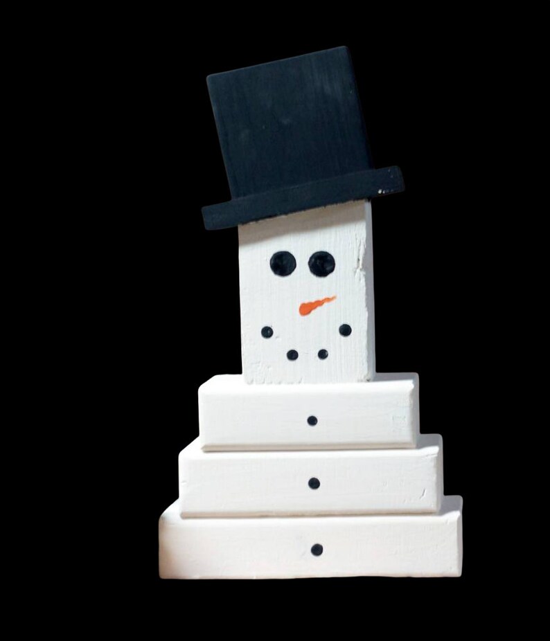 Wooden Block Snowman Christmas Snowman Hand Painted Snowman - Etsy
