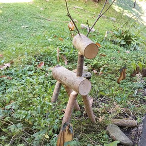 1 Rustic Log Reindeer, Outdoor Christmas Decor, Wooden Deer, Primitive ...
