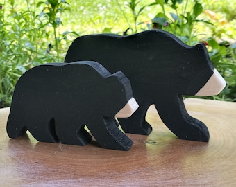 Wooden Black Bear Statues - Etsy