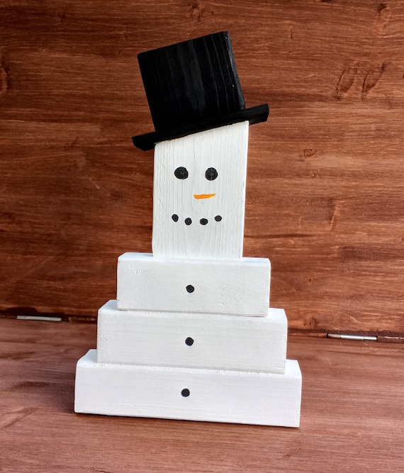 Wooden Block Snowman