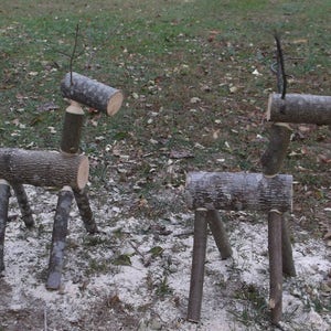 2 Rustic Log Reindeer, Wooden Reindeer, Nordic Wood Reindeer, Outdoor ...