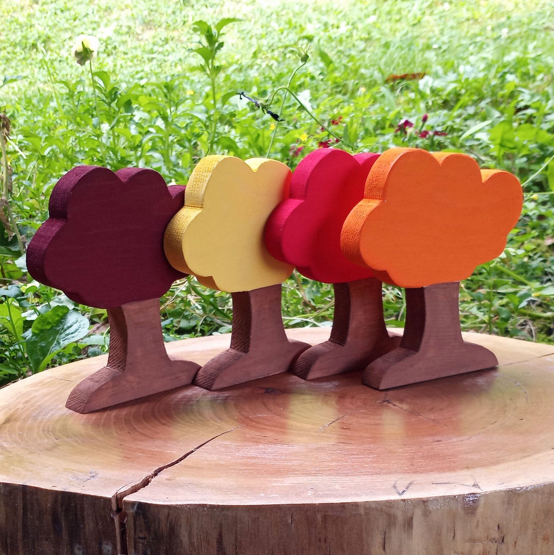 Wooden Fall Trees: Autumn Tiered Tray Decor, Fall Colored Trees, Fall ...