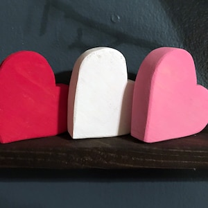 3 Rustic Wooden Hearts, Valentines Day Decor, Farmhouse Wood Heart ...