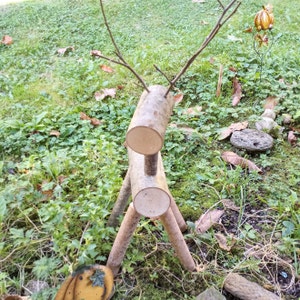1 Rustic Log Reindeer, Outdoor Christmas Decor, Wooden Deer, Primitive ...