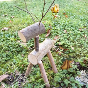 1 Rustic Log Reindeer, Outdoor Christmas Decor, Wooden Deer, Primitive ...