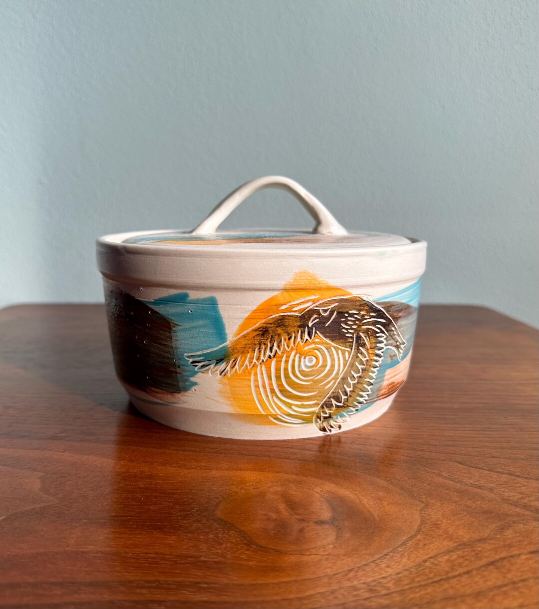 Contemporary Vintage Lidded Bowl Signed Hart / Beautifully Carved ...