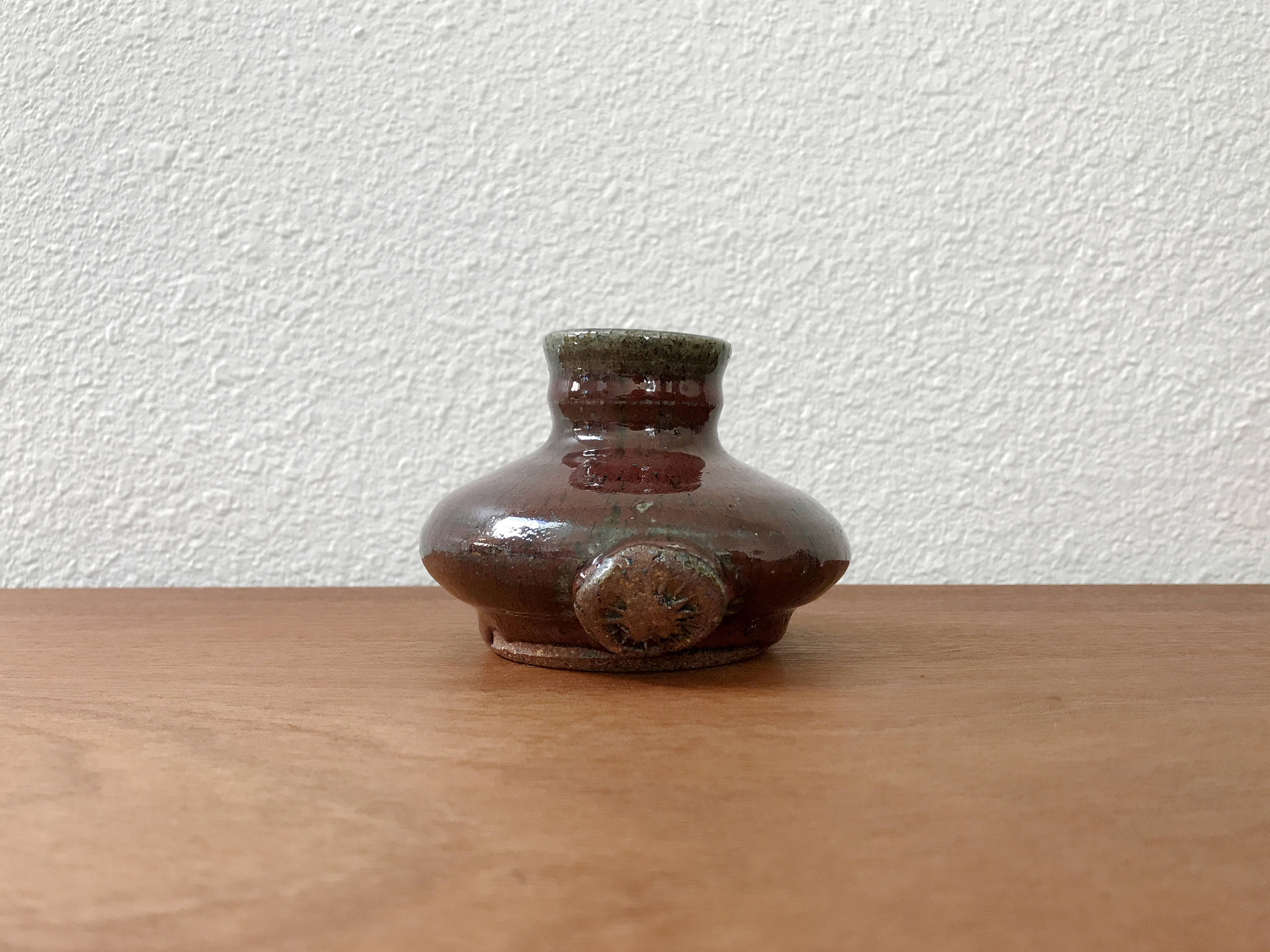 Vintage studio pottery bud vase / deep red handmade pot with | Etsy