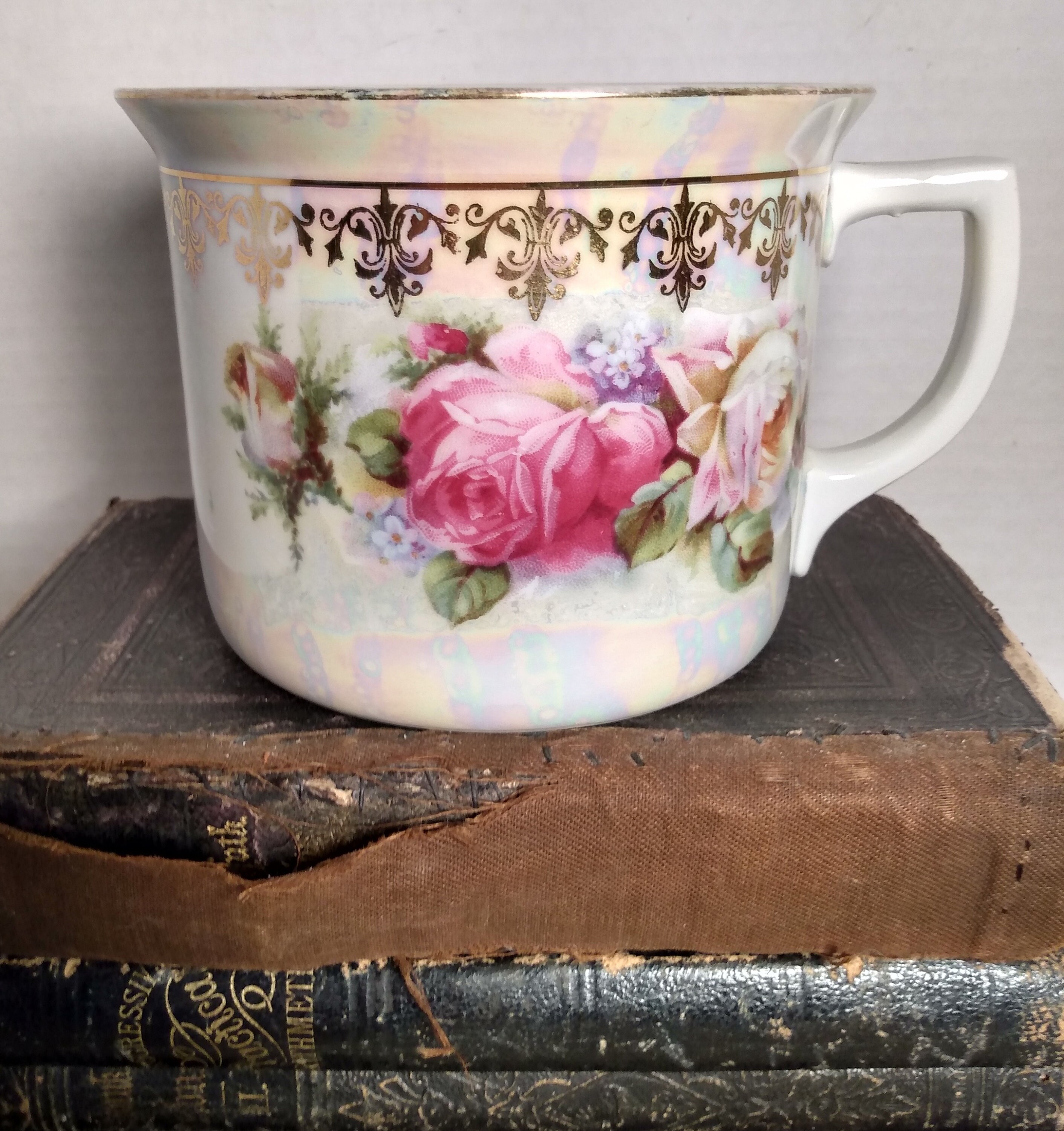 Vintage Porcelain Victorian Cup Mug Pink Roses Inscribed | Etsy