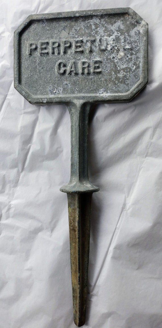 Vintage Cemetery Grave Marker Perpetual Care Heavy Metal Could - Etsy
