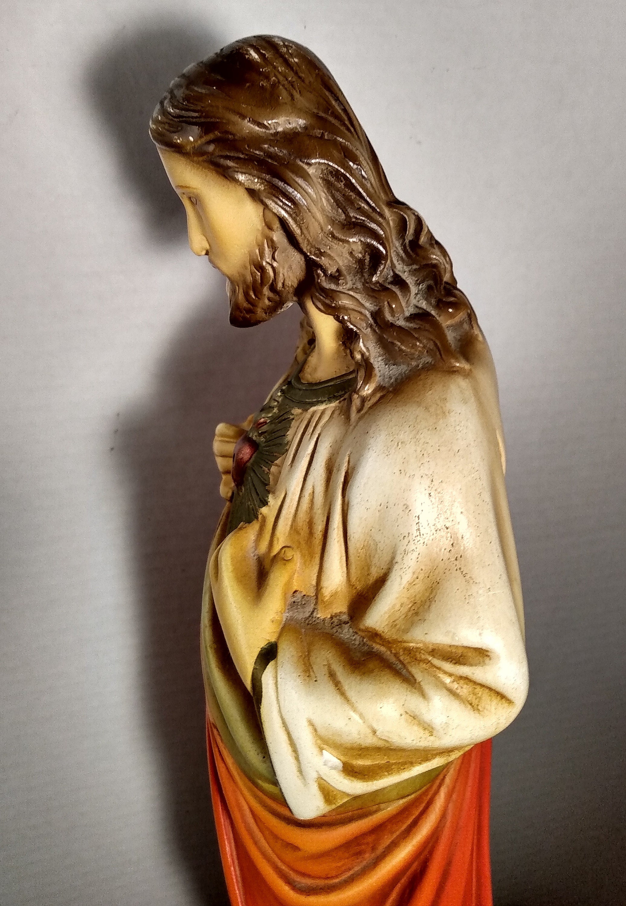 Vintage Large Heavy Plaster Jesus Sacred Heart Statue | Etsy