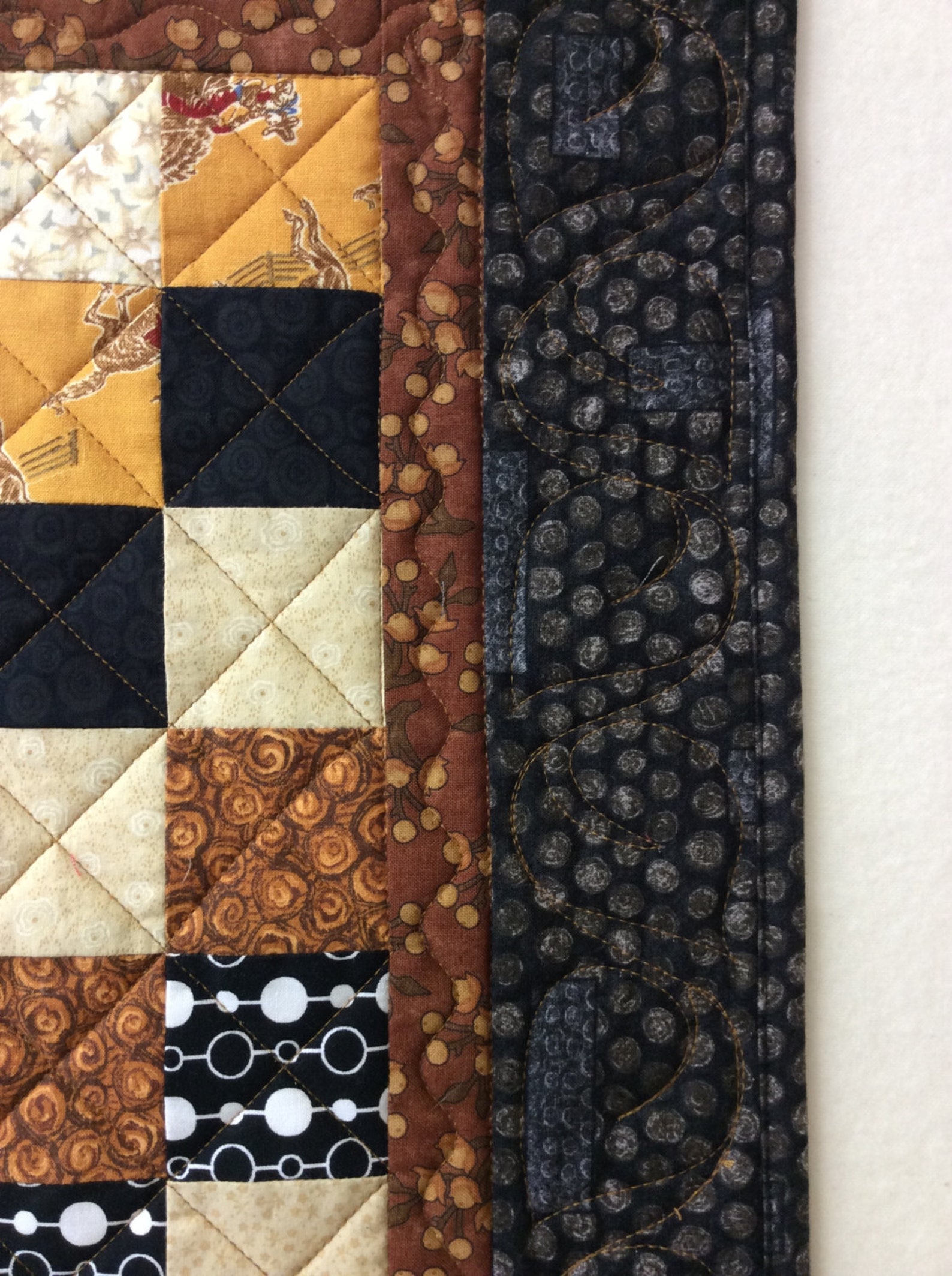 2" Squares of Western Motif Fabric Pieced and Quilted in the Center ...