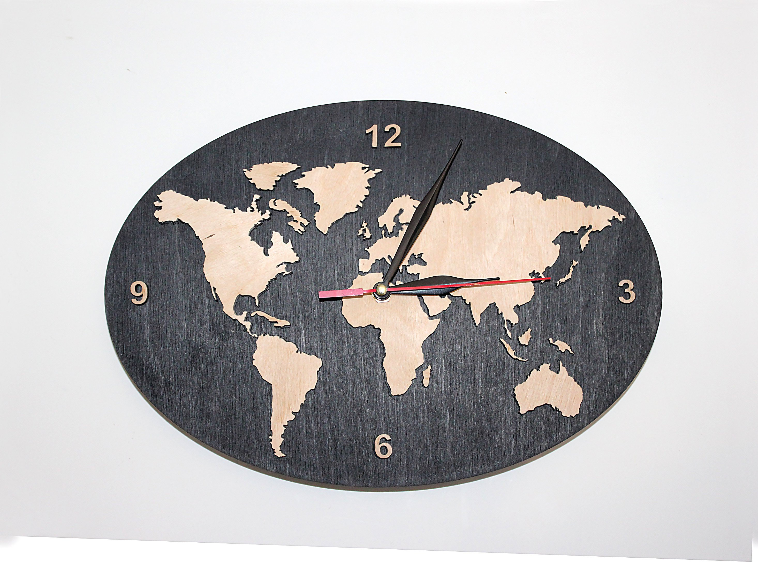 Wood World Map Clock Big Christmas Gift for Couple Birthday | Etsy