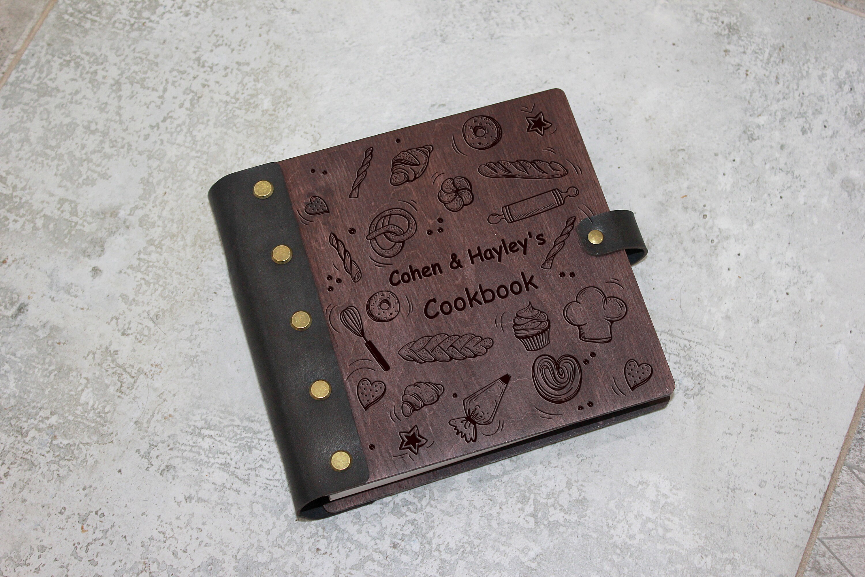 Recipe Book Personalized Cookbook Wooden Kitchen Notebook | Etsy