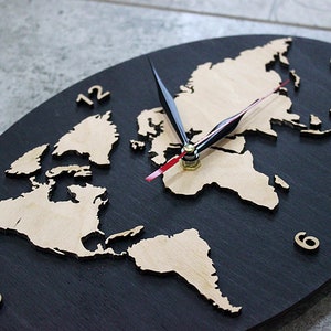 Wood World Map Clock Big Christmas Gift for Couple Birthday | Etsy