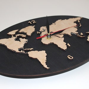 Wood World Map Clock Big Christmas Gift for Couple Birthday | Etsy