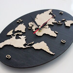 Wood World Map Clock Big Christmas Gift for Couple Birthday | Etsy