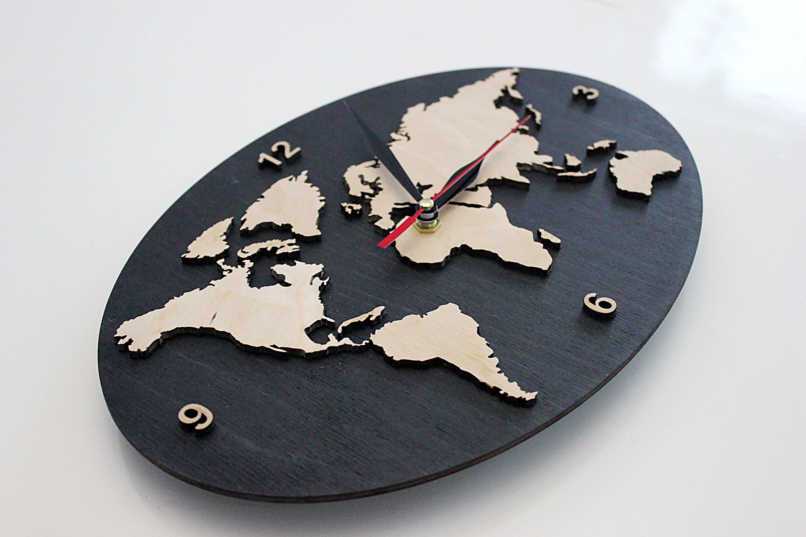 Wood World Map Clock Big Christmas Gift for Couple Birthday | Etsy