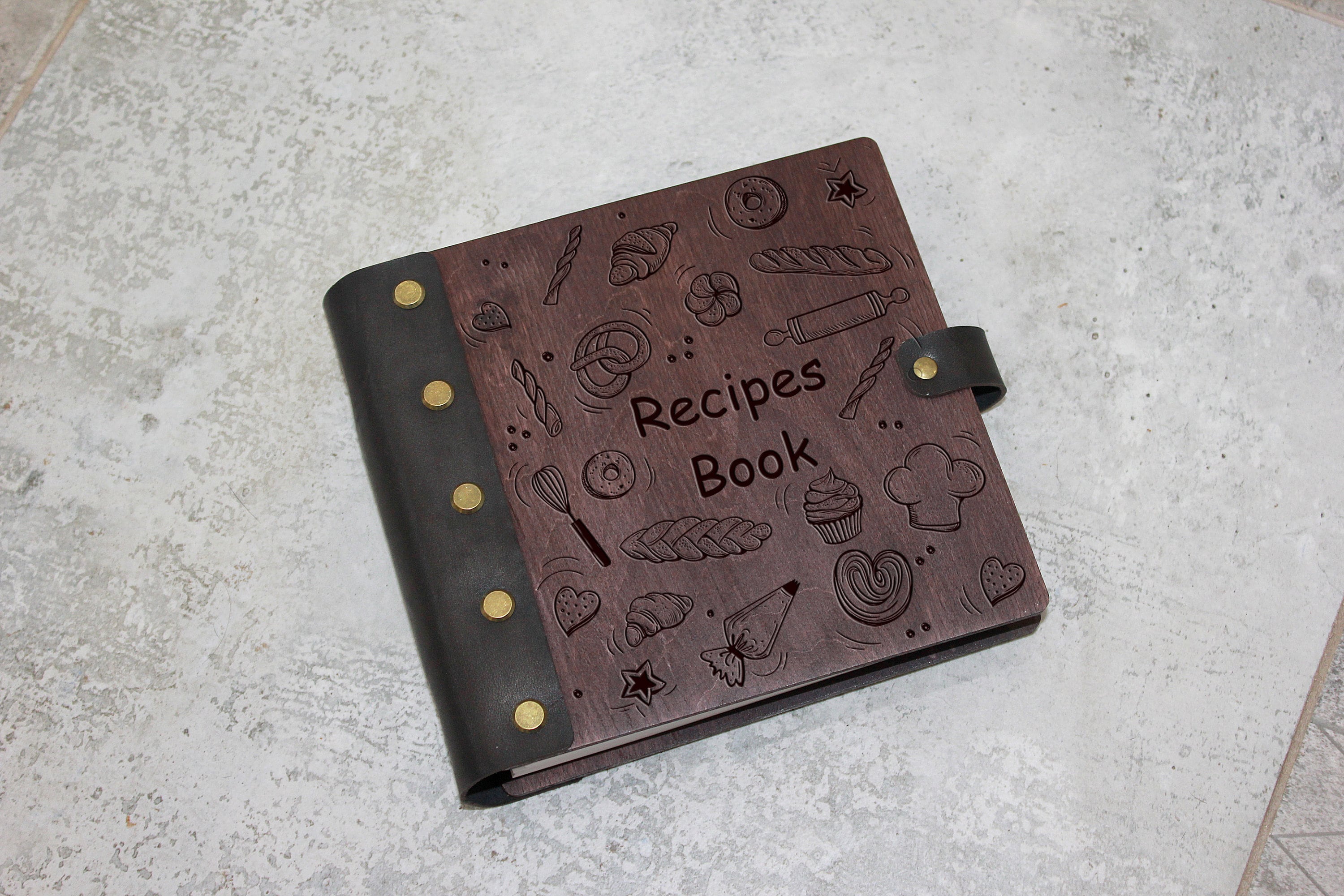 Recipe Book Personalized Cookbook Wooden Kitchen Notebook | Etsy
