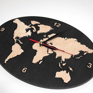 Wood World Map Clock Big Christmas Gift for Couple Birthday | Etsy