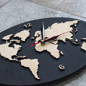 Wood World Map Clock Small Christmas Gift for Couple Birthday - Etsy