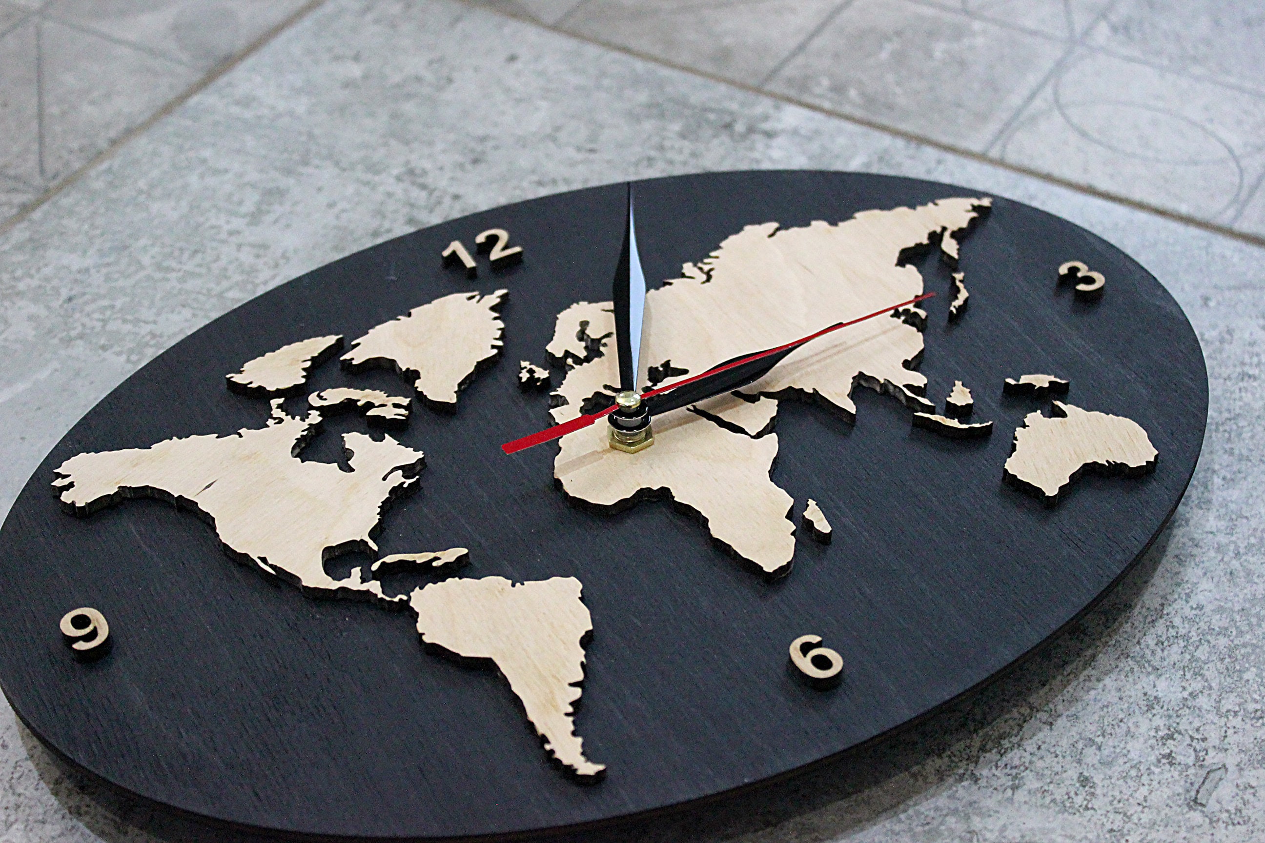 Wood World Map Clock Big Christmas Gift for Couple Birthday | Etsy