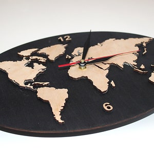 Wood World Map Clock Big Christmas Gift for Couple Birthday Gift Wooden ...