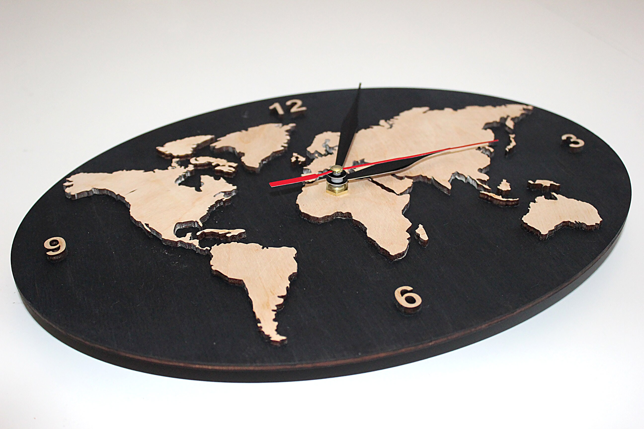 Wood World Map Clock Big Christmas Gift for Couple Birthday | Etsy