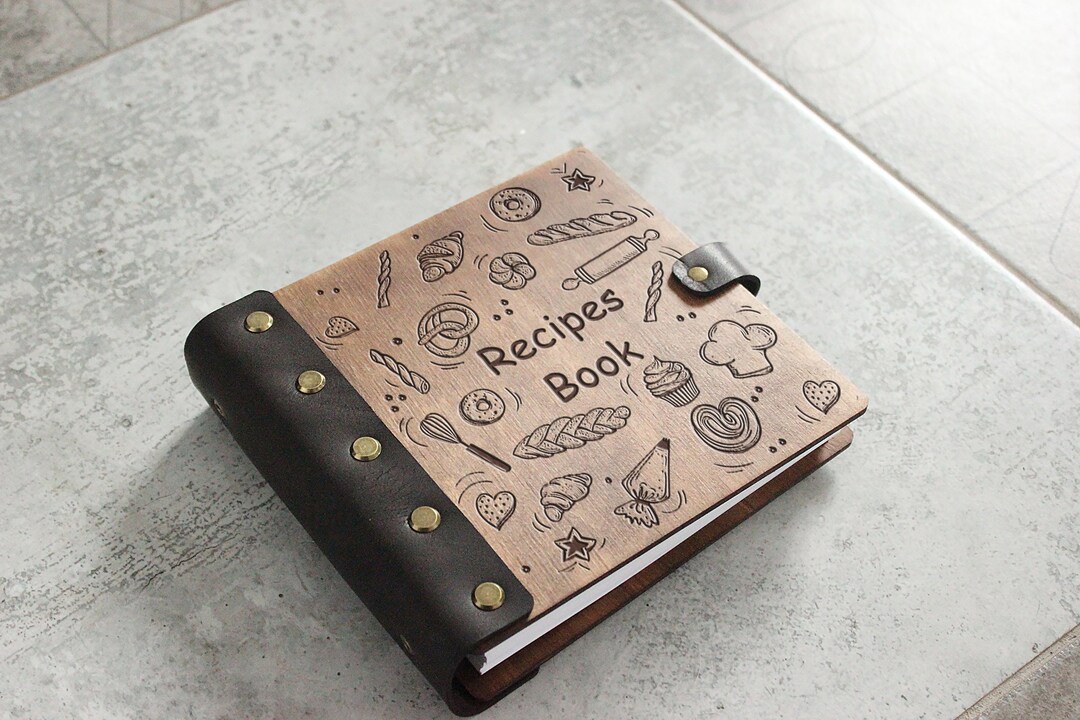 Recipe Book, Personalized Cookbook, Wooden Kitchen Notebook, Recipe ...