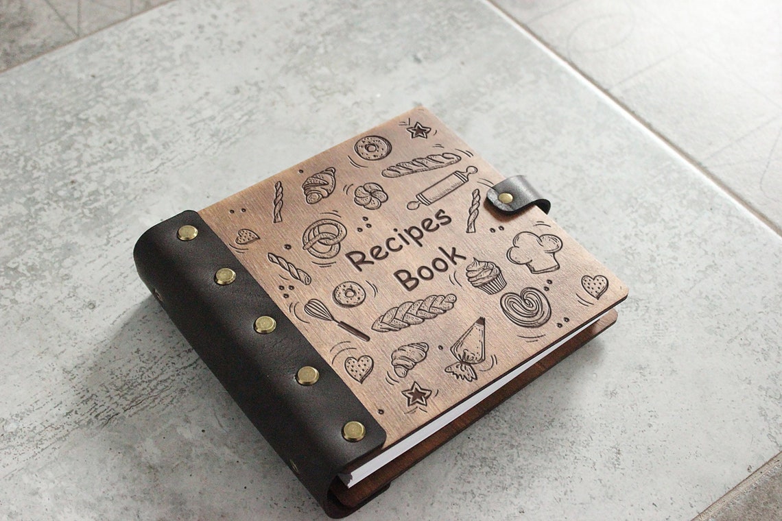 Recipe Book Personalized Cookbook Wooden Kitchen Notebook | Etsy