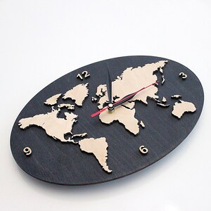 Wood World Map Clock Small Christmas Gift for Couple Birthday - Etsy