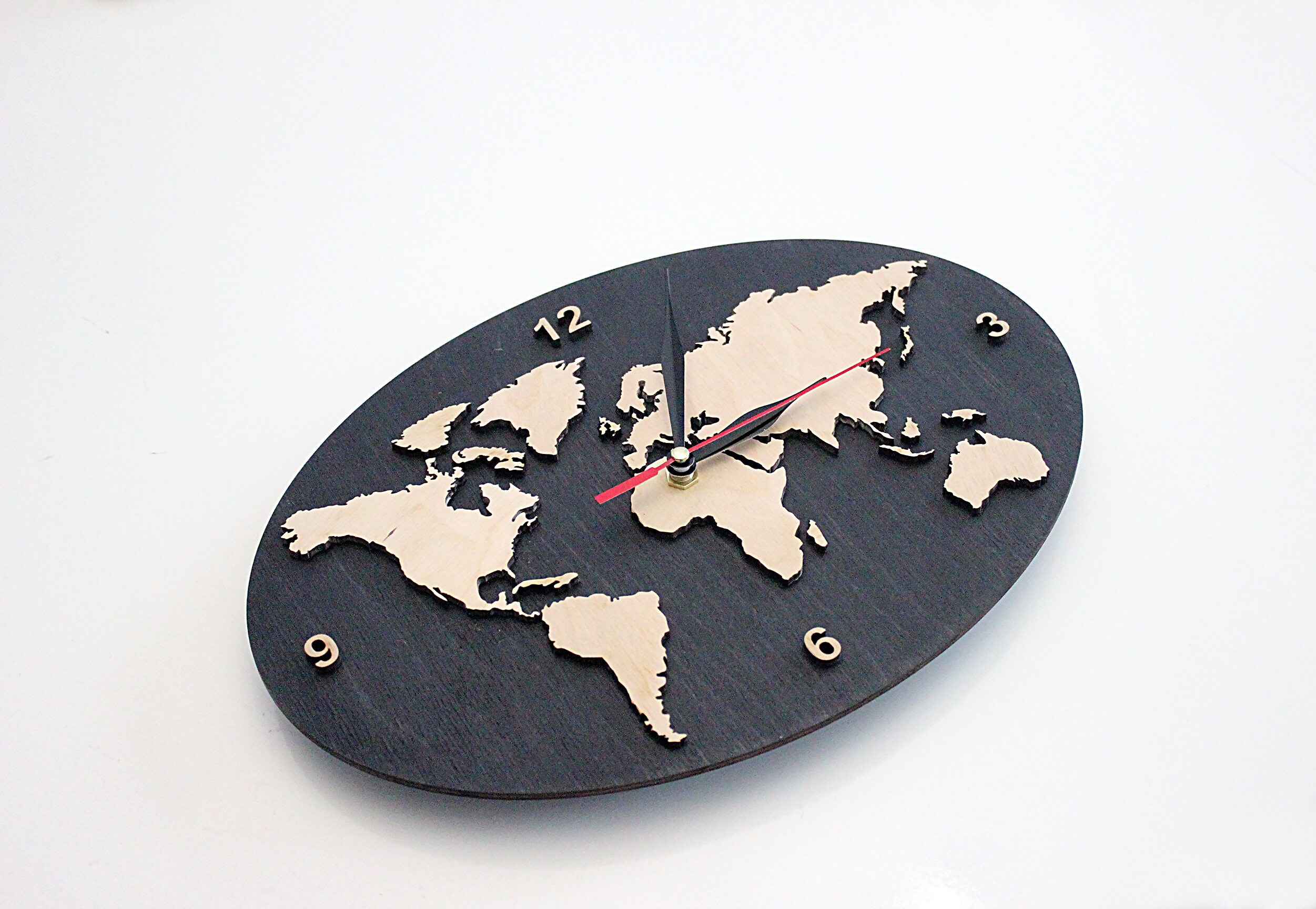 Wood World Map Clock Big Christmas Gift for Couple Birthday | Etsy