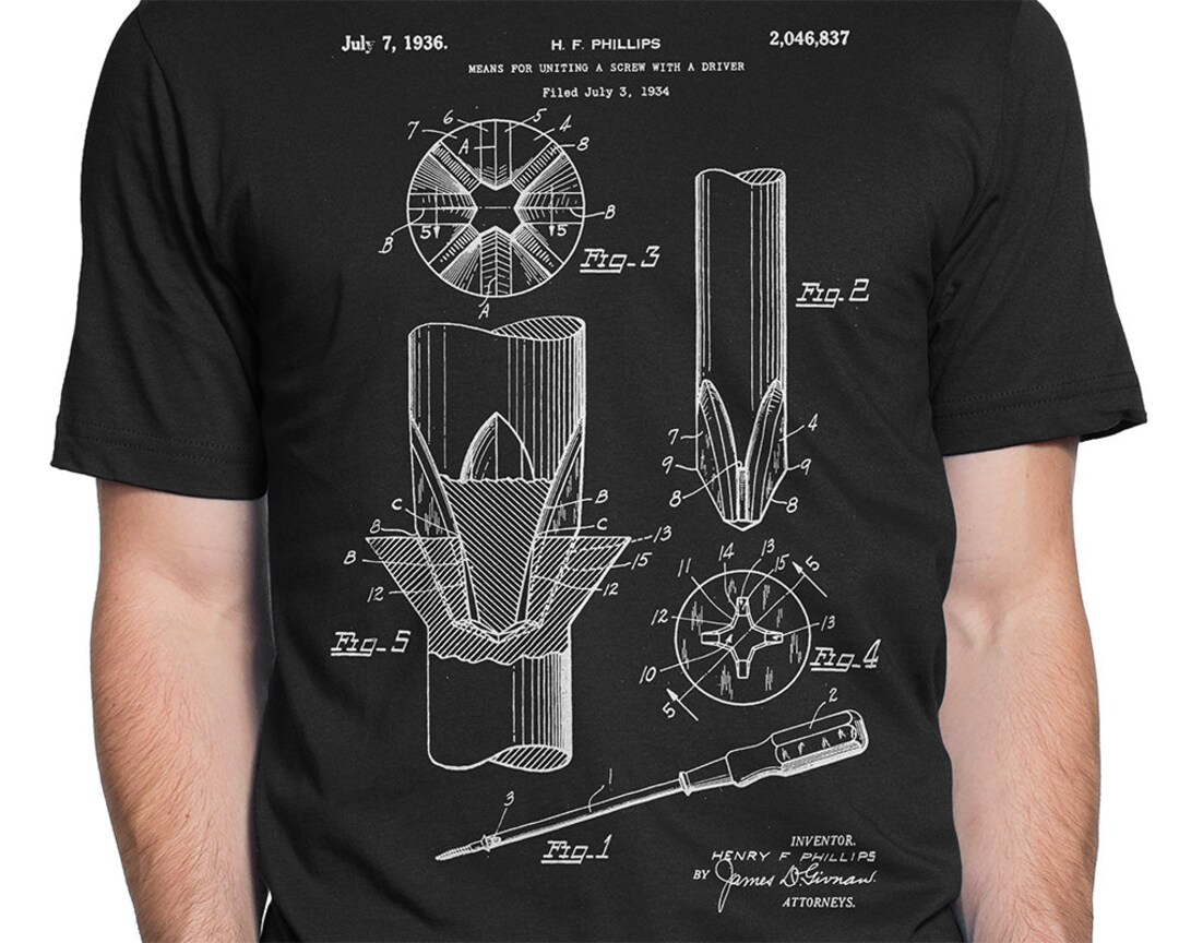 Phillips Screwdriver 1934 Patent T-shirt S-XXL , Craft, Crafts, Tools ...