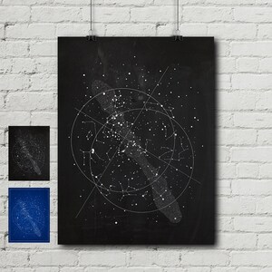 Night Sky Print - Astronomy, Stars, Constellations, Universe, Physics ...