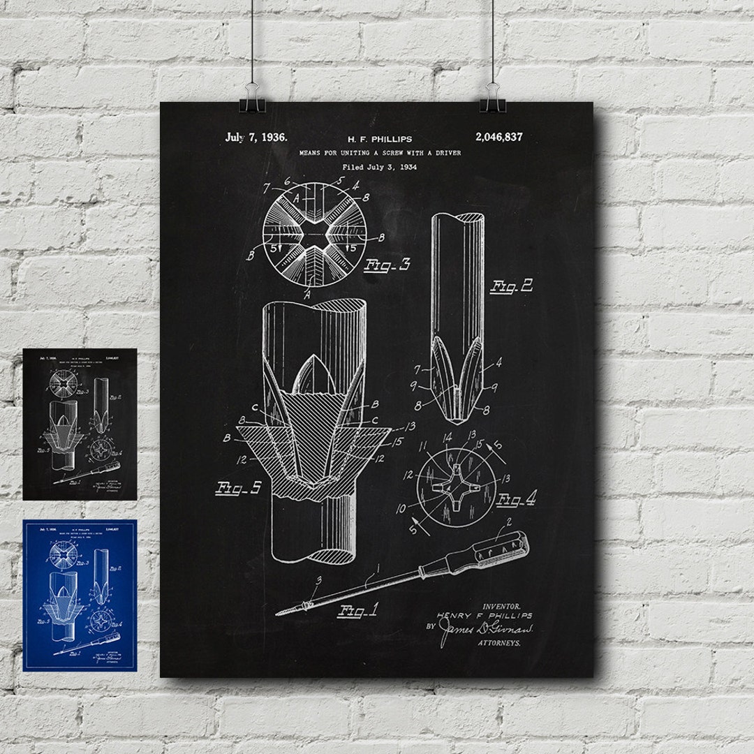 Phillips Screwdriver 1934 Patent Print - Craft, Crafts, Tools, Tool ...