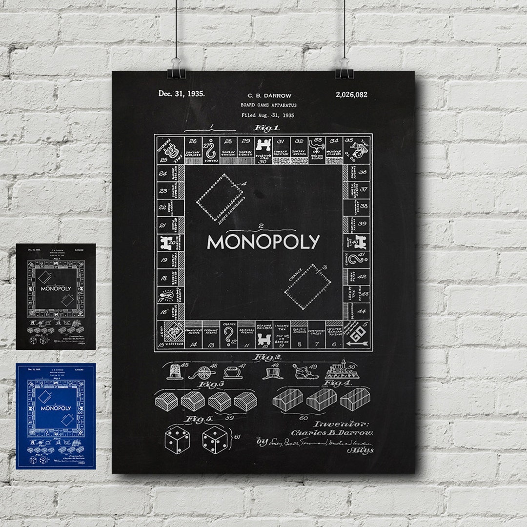 Monopoly Game 1935 Patent Print - Board Game, Business, Games, Vintage ...