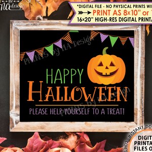 Happy Halloween Sign, Please Help Yourself to a Treat, Halloween ...