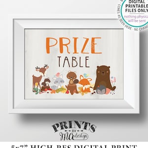 Prize Table Sign, Woodland Baby Shower Prize Sign, Woodland Animals ...