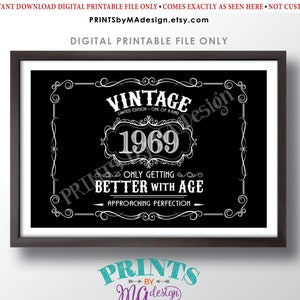 1969 Birthday Sign, Vintage Better With Age Poster, Whiskey Theme Black ...
